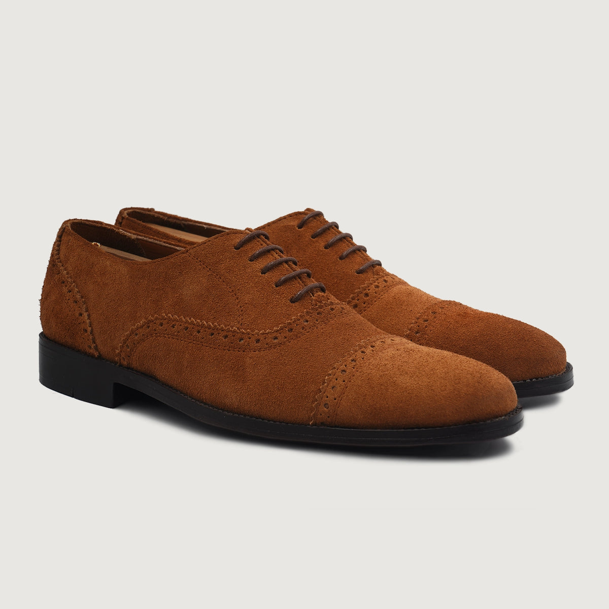 Men’s Greyson Brogues Shoes in Brown Suede Leather - Eviternity