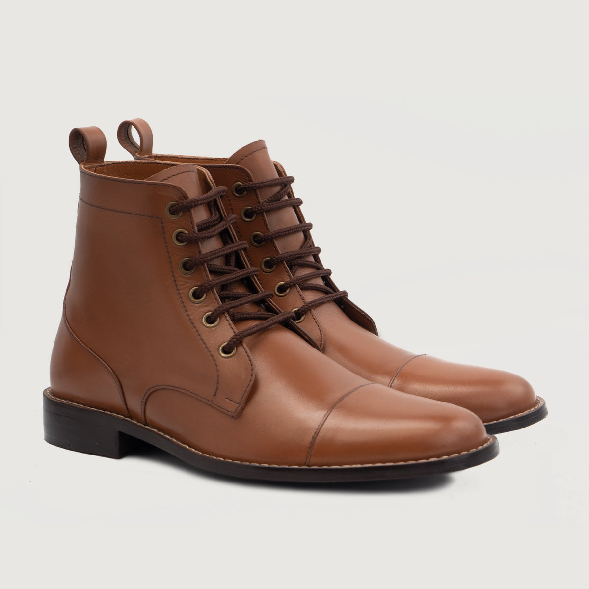 Knight Derby Tan Leather Boots for Men - Eviternity