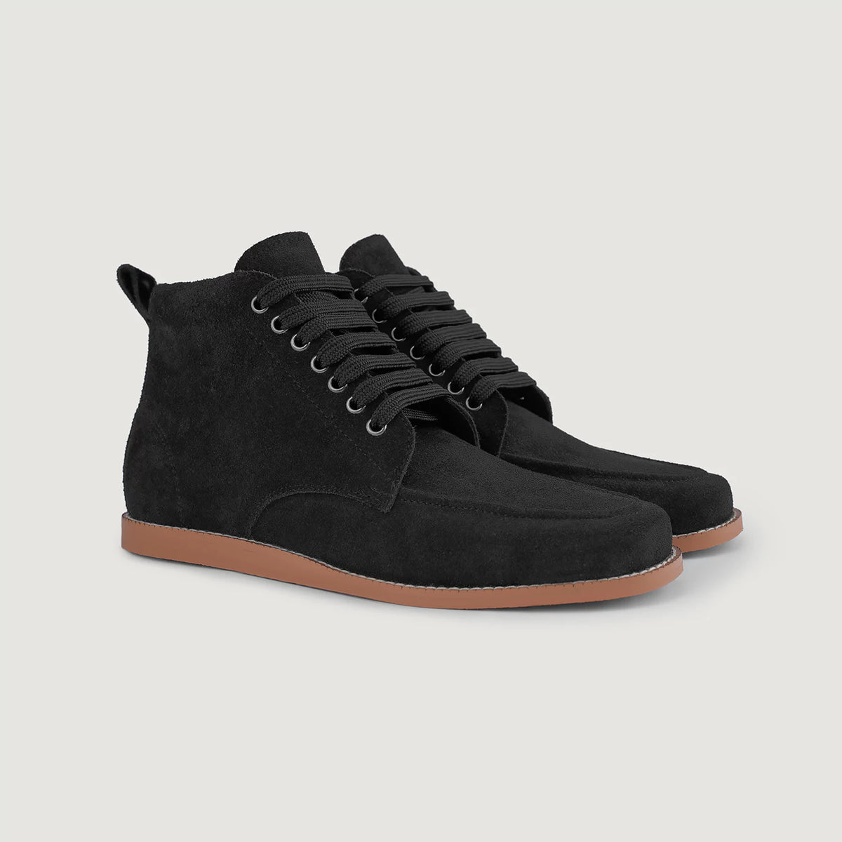 Men's Bearman Moc Toe Boots in Black Suede - Eviternity