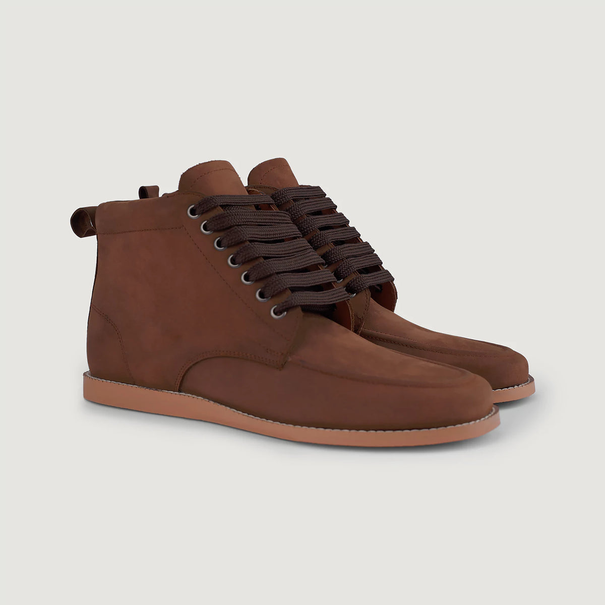 Men's Bearman Moc Toe Boots in Pull-up Brown Leather - Eviternity