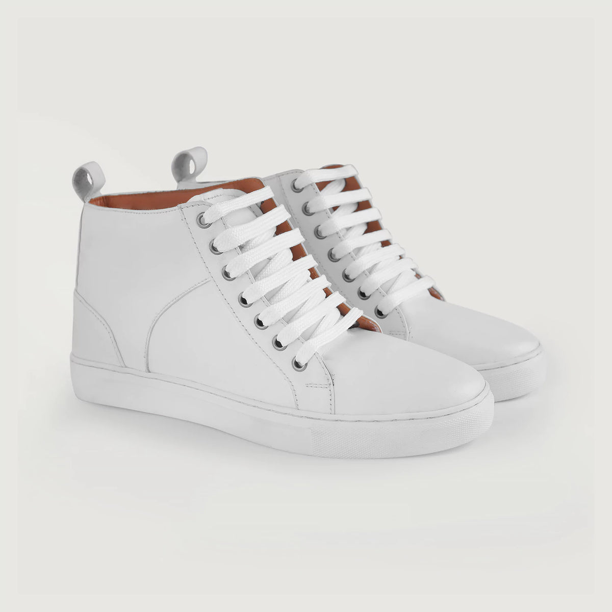 Men's Marty High Top Sneakers in White Leather - Eviternity