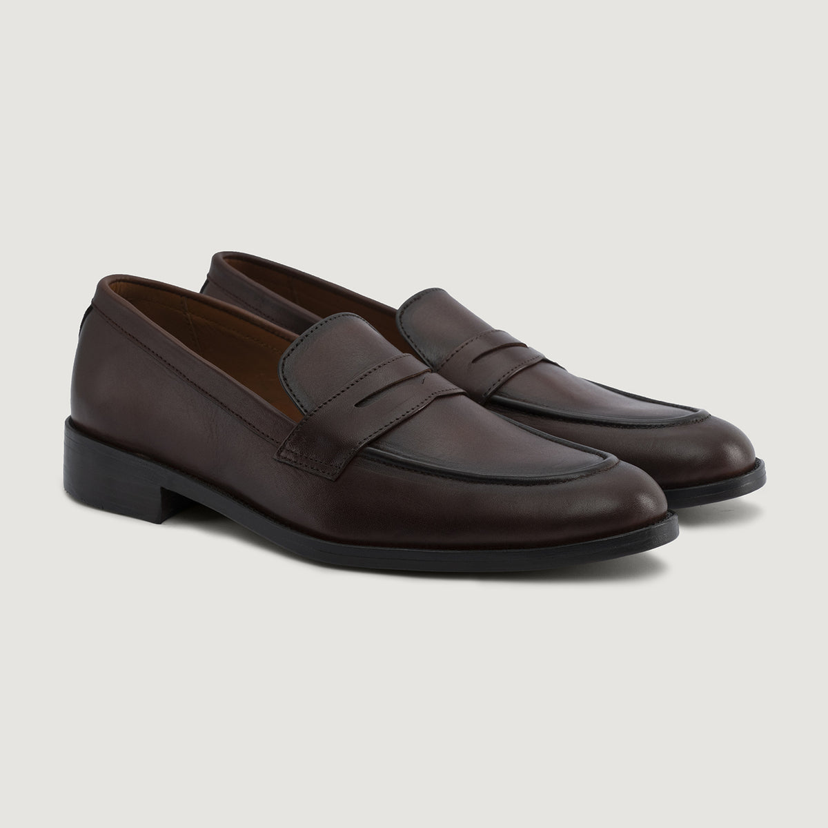 Men's Baxton Loafers in Burnished Brown Leather - Eviternity