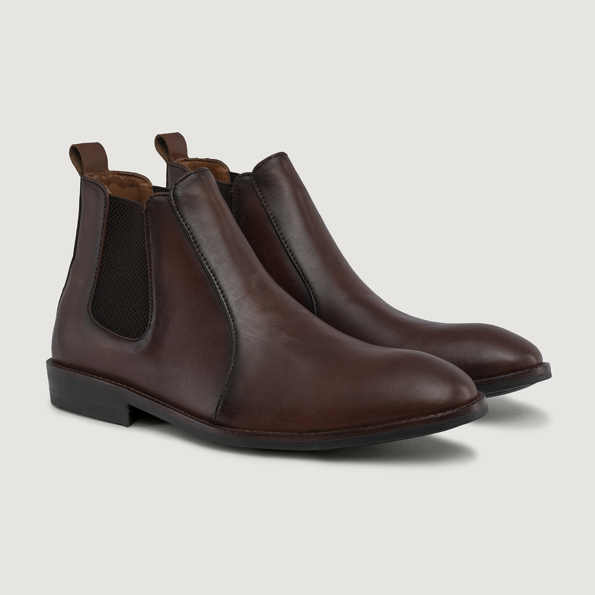 Men's Clarkson Brown Burnished Chelsea Boots - Eviternity