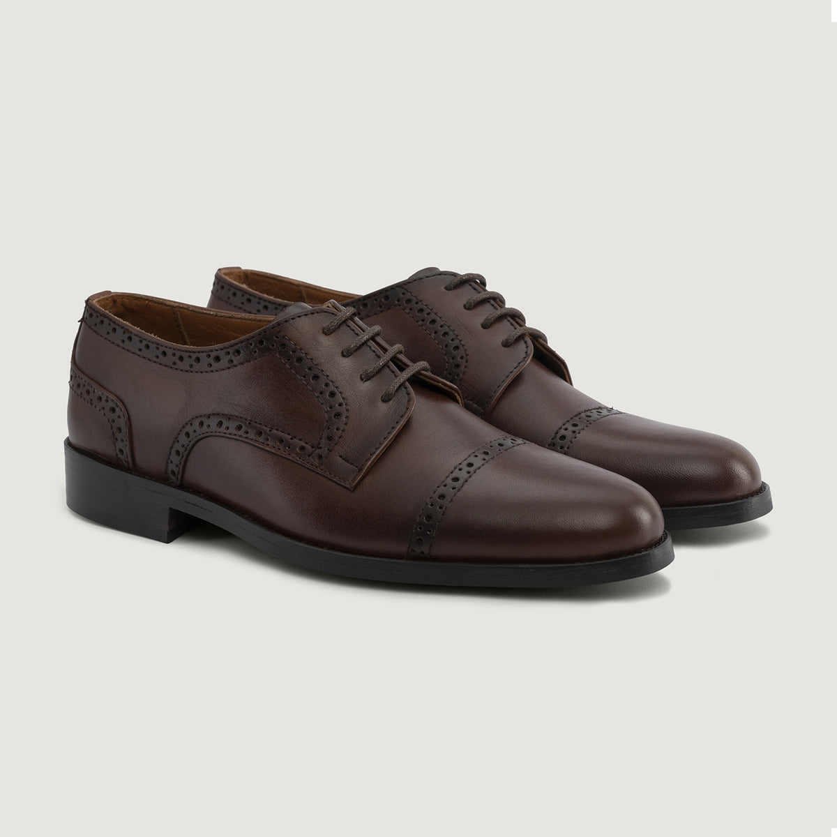 Dirk Brogues Derby Burnished Brown Shoes for Men - Eviternity