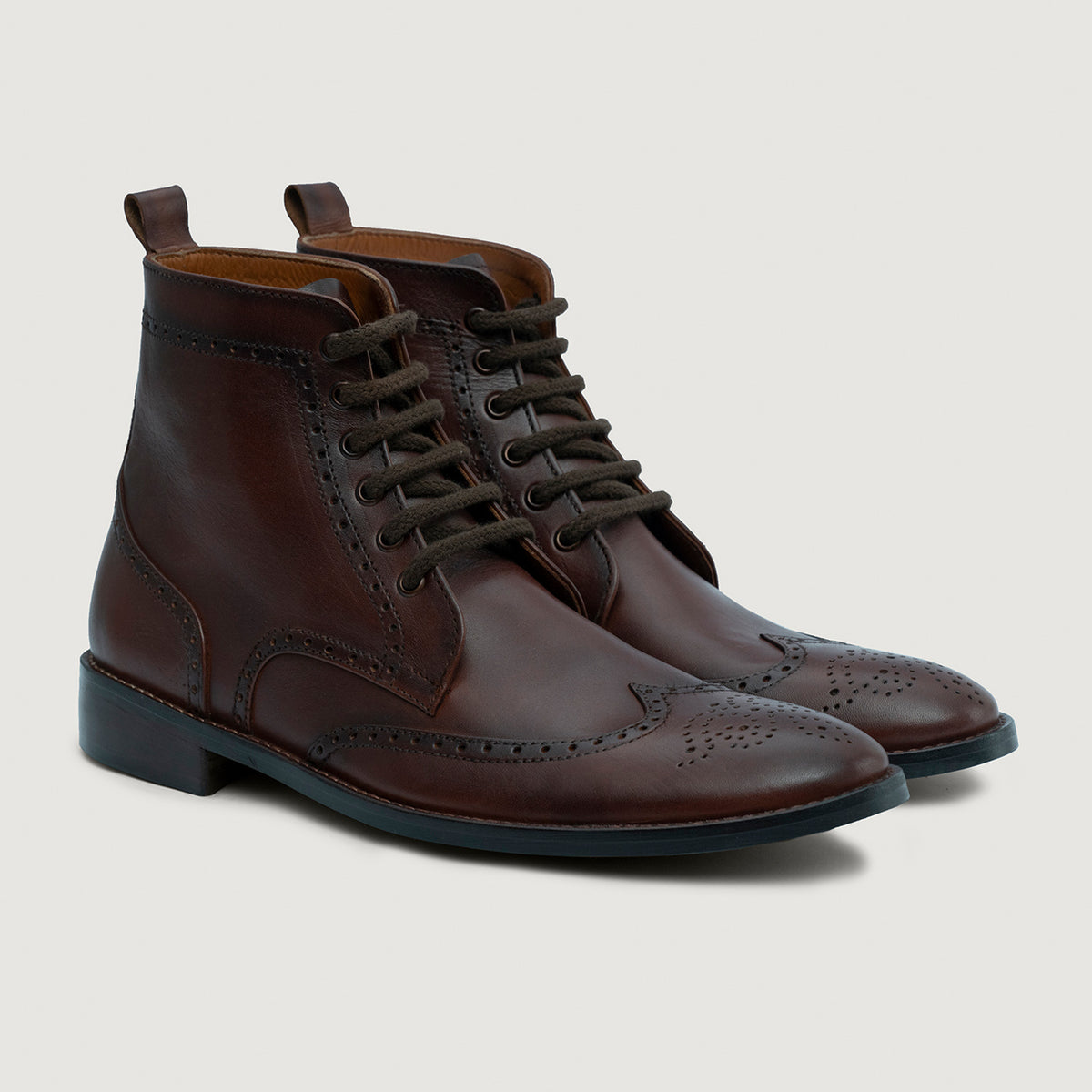 Men's Duster Brogues Brown Burnished Derby Boots - Eviternity