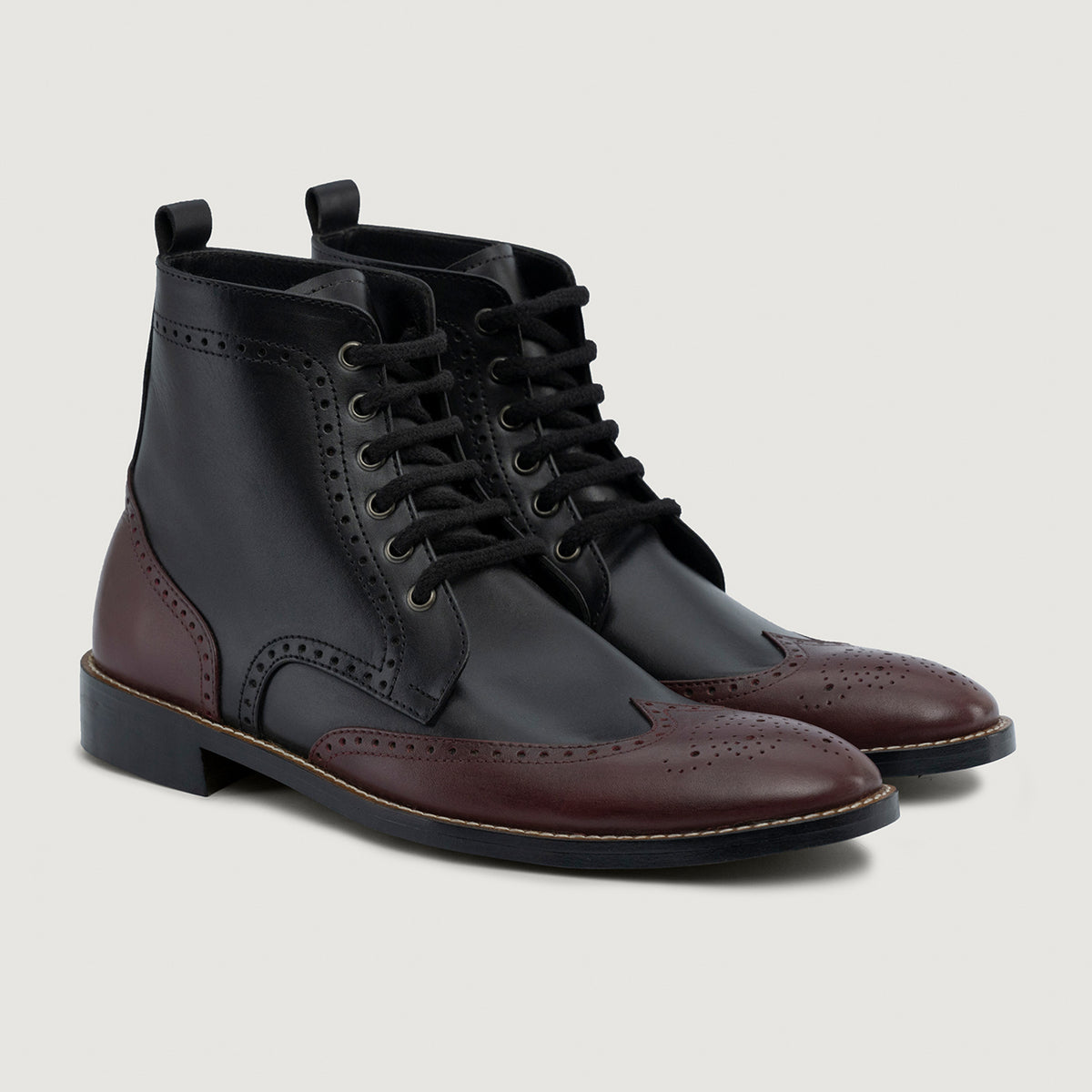 Men's Duster Brogues Maroon & Black Derby Boots - Eviternity