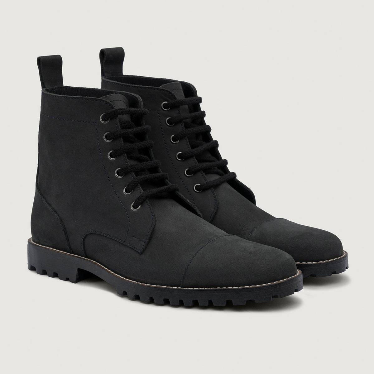 Men's Knight Black Matte Nubuck Derby Boots - Eviternity