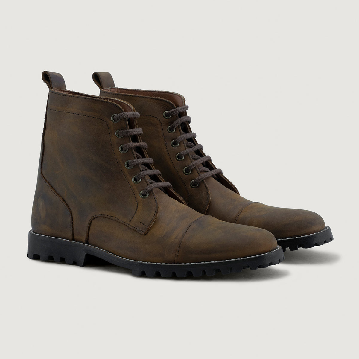 Men's Knight Burnt Copper Pullup Derby Boots - Eviternity