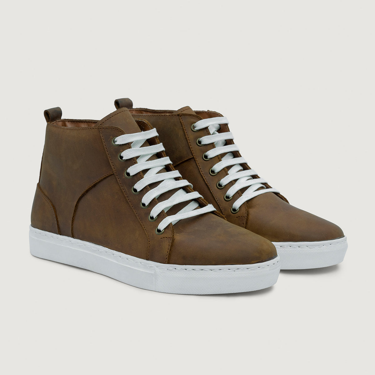 Men's Marty Burnt Copper High-Top Leather Sneakers - Eviternity