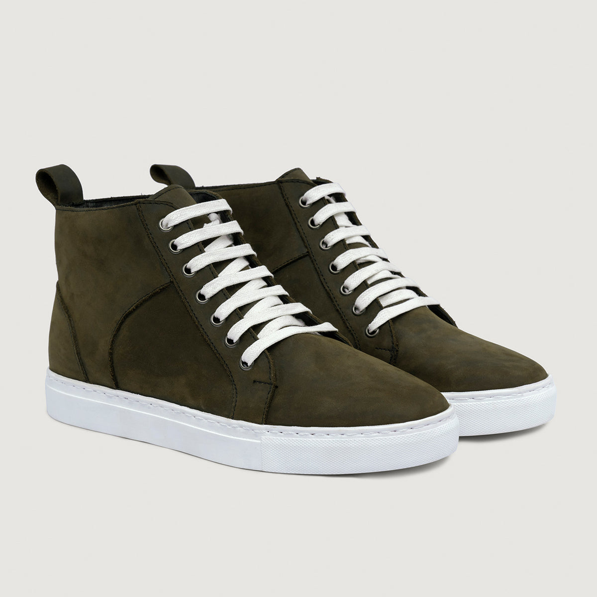 Men's Marty Olive High-Top Pullup Leather Sneakers - Eviternity